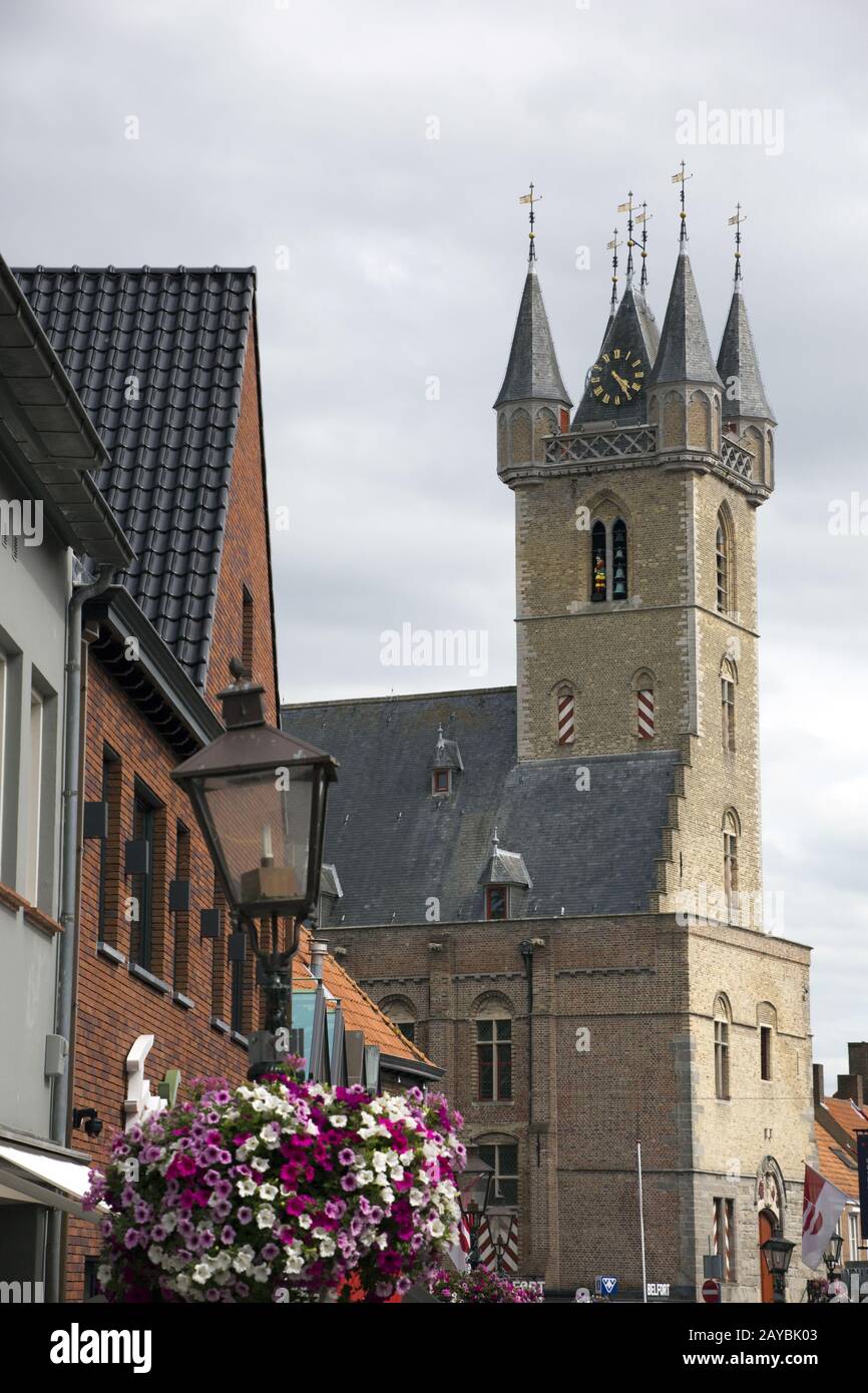 historical bell tower from 1396, Sluis, Zeeland, Netherlands Stock ...