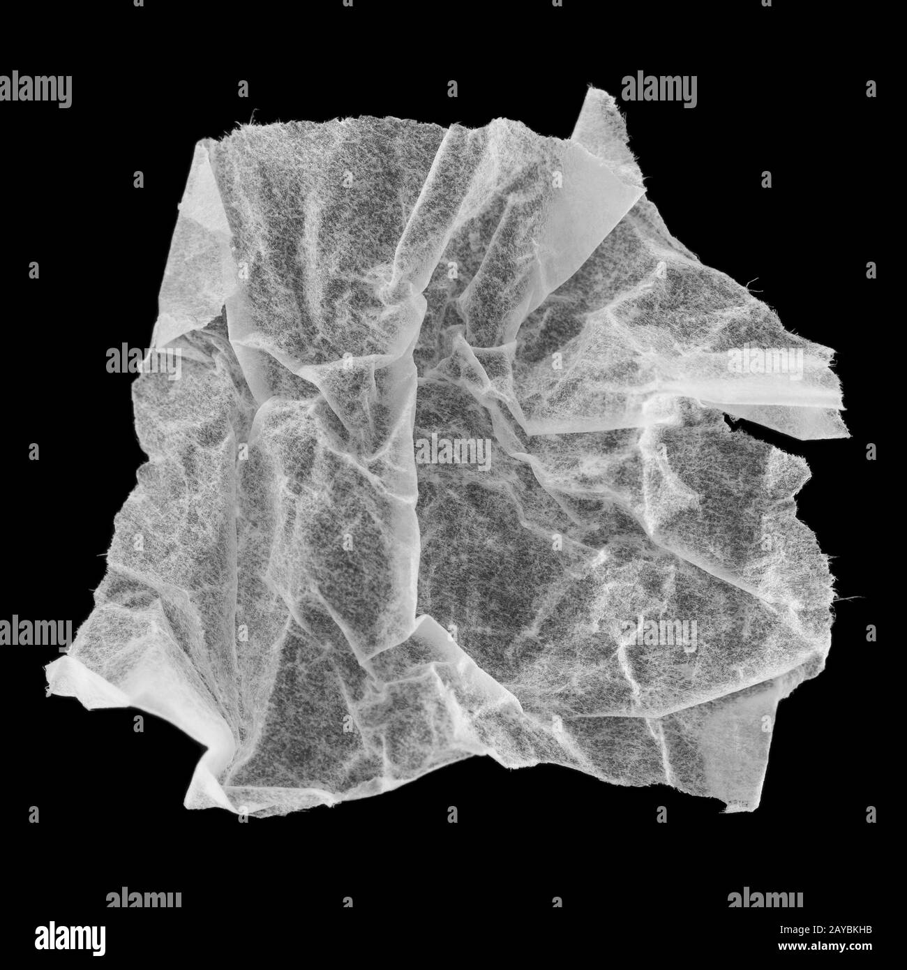 Crumpled transparent piece of white paper isolated on white background ...