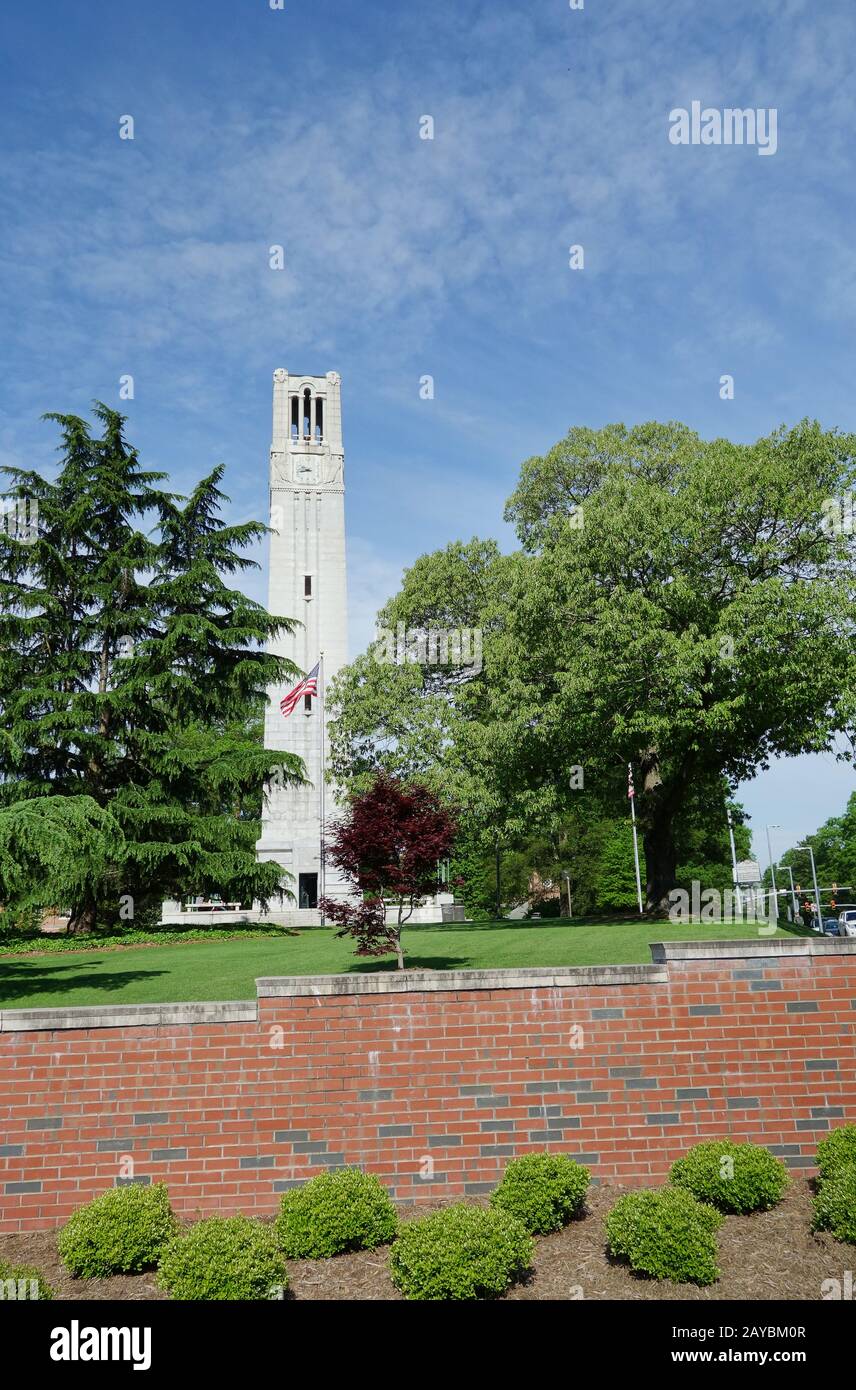 NC State University bell tower in Raleigh Stock Photo - Alamy
