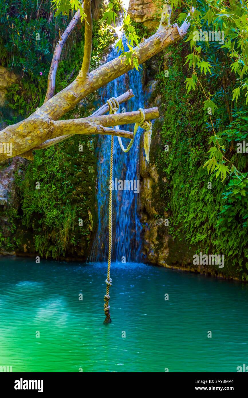 The waterfall and a bungee jump Stock Photo - Alamy