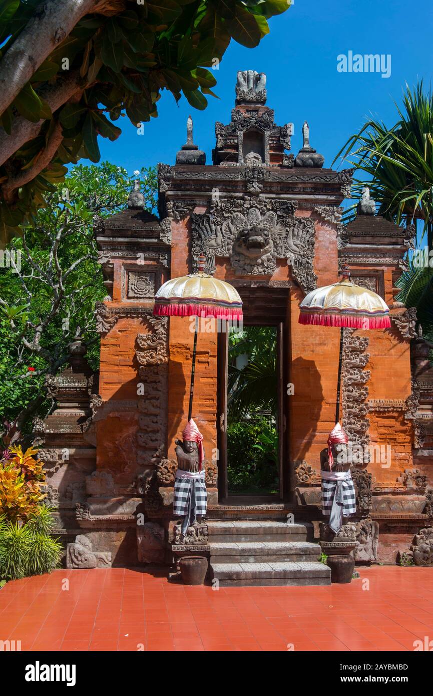 A performance stage, built with a traditional Balinese temple ...