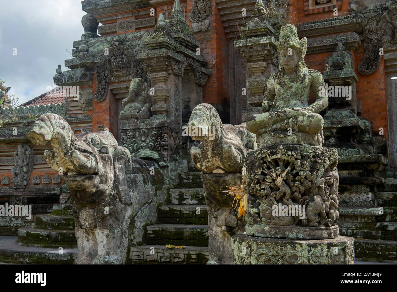 A traditional Balinese temple with elephant statues in Batubulan, Bali ...