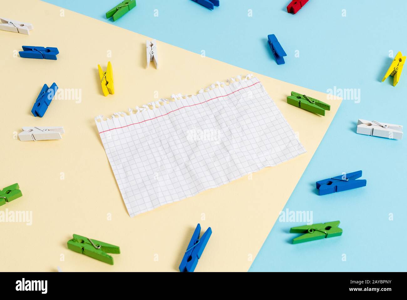 Colored clothespin placed around the empty rectangle shaped reminder ...