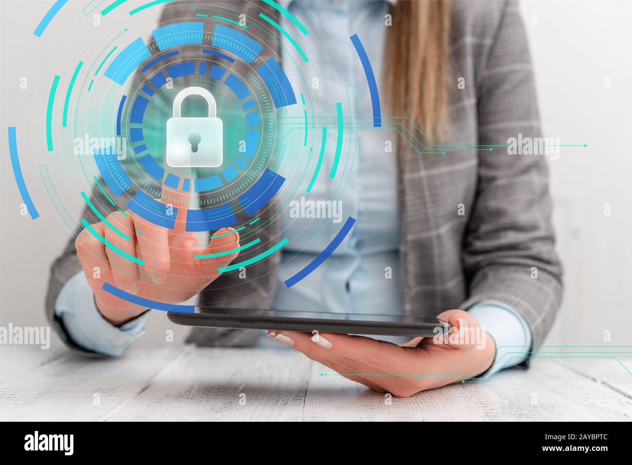 Female human presenting a presentation using the latest sophisticated ...