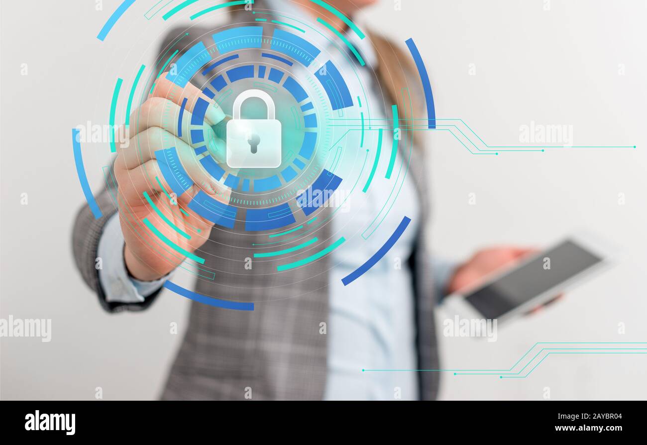 Female human presenting a presentation using the latest sophisticated ...