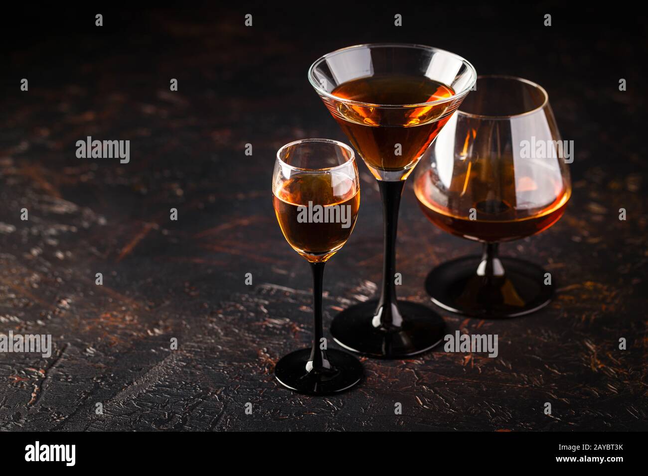 Set of strong alcoholic drinks in glasses Stock Photo - Alamy