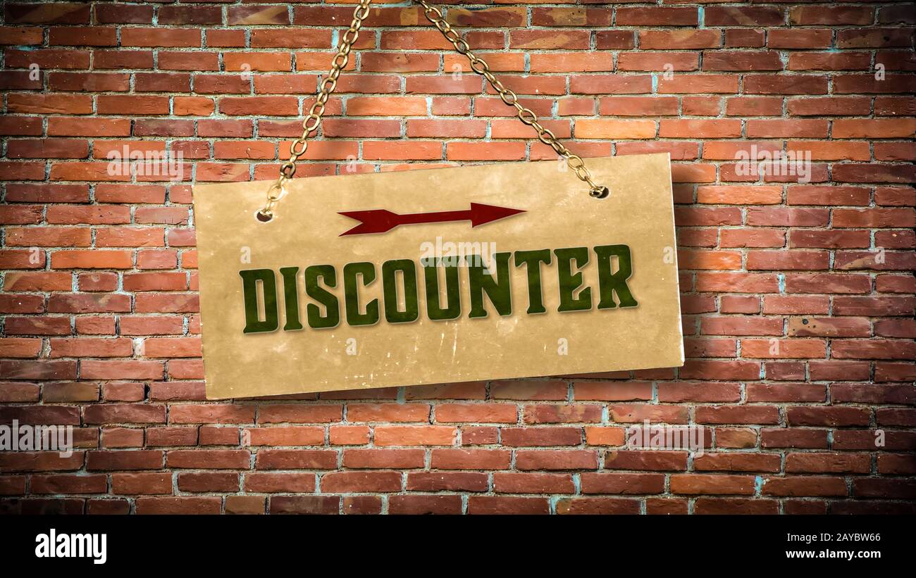 Street Sign to Discounter Stock Photo - Alamy