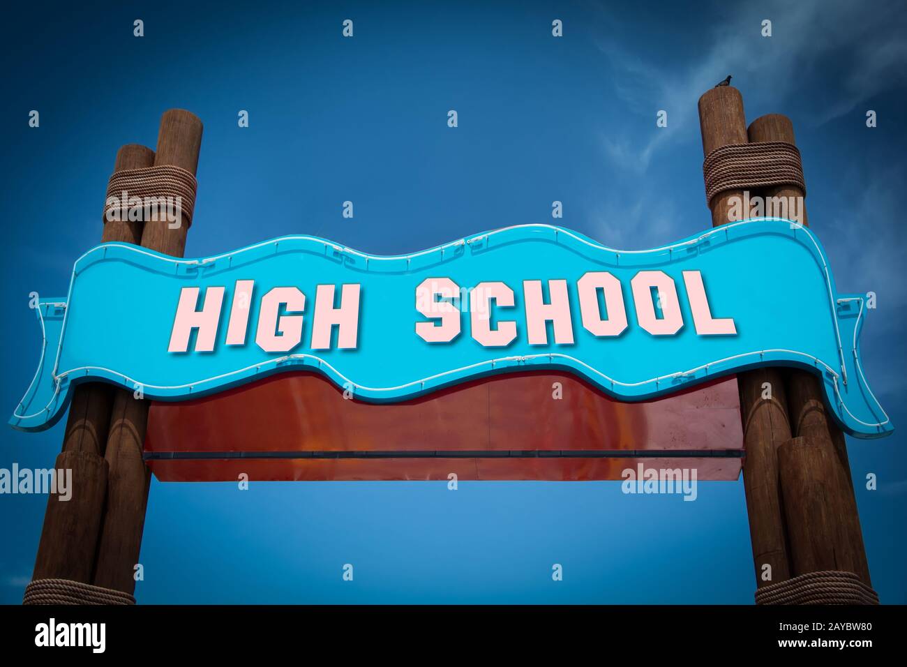 Street Sign to High School Stock Photo - Alamy