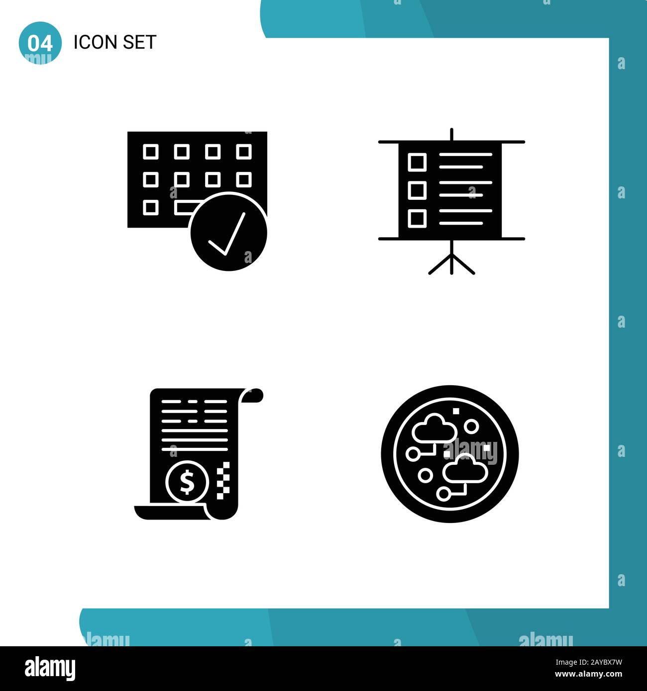 Vector Pack of 4 Glyph Symbols. Solid Style Icon Set on White Background for Web and Mobile ...