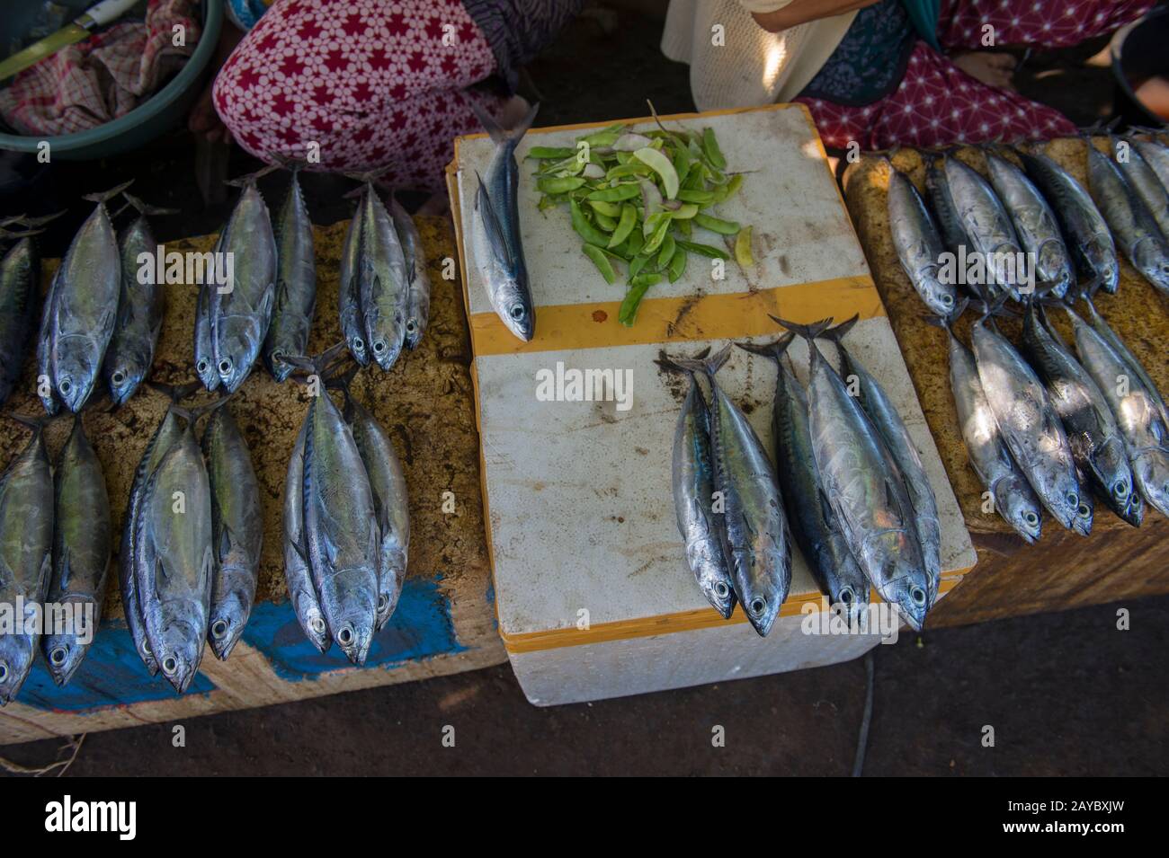 Fresh fish for sale near the Ujung Water Palace (Taman Ujung), also ...