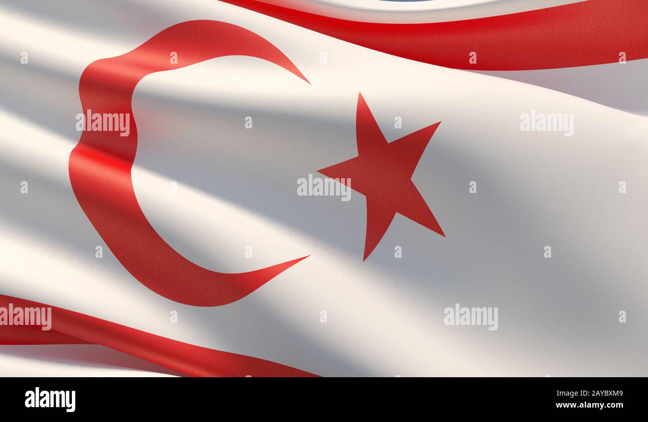 High resolution close-up flag of Northern Cyprus. 3D illustration Stock ...