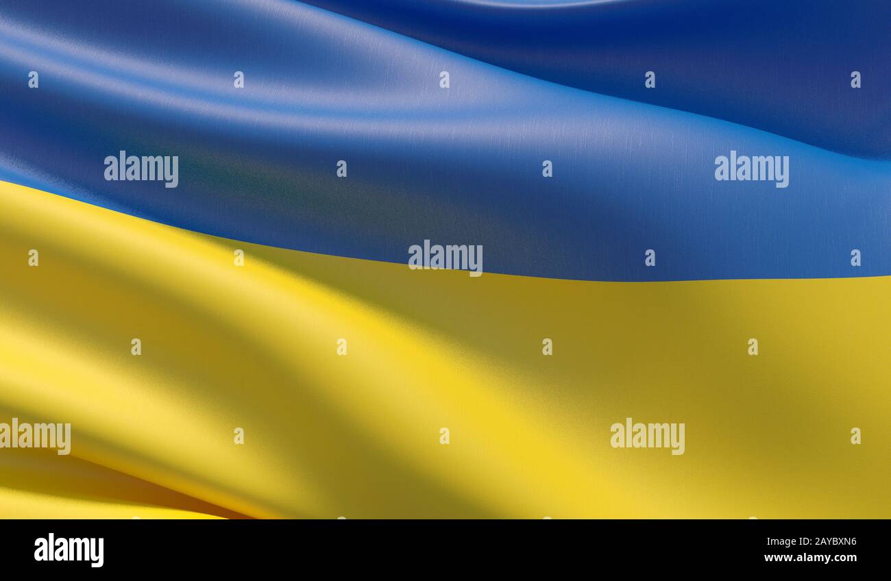 High resolution close-up flag of Ukraine. 3D illustration Stock Photo ...