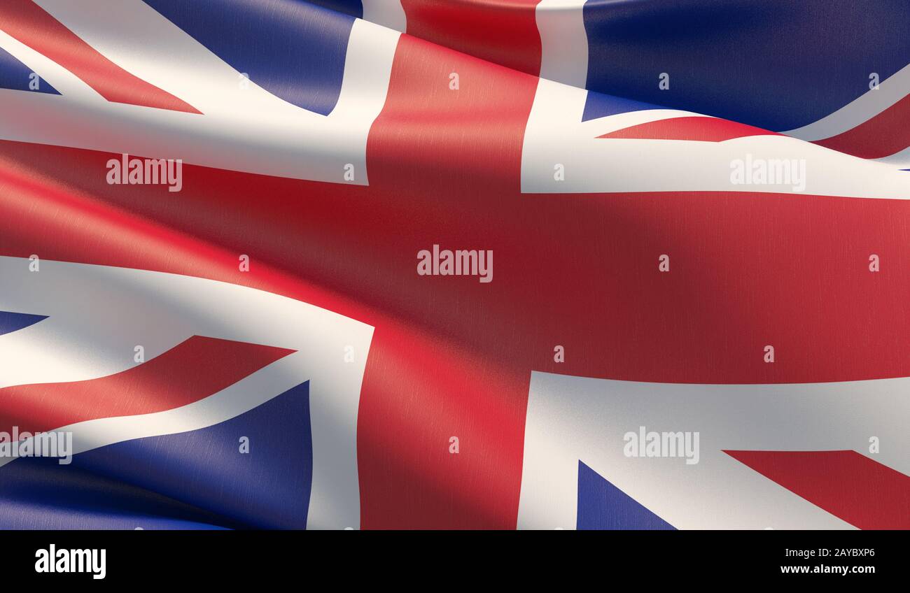 High resolution close-up flag of UK. 3D illustration Stock Photo - Alamy