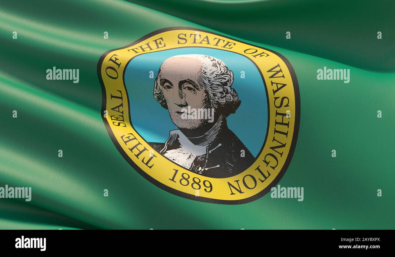 High resolution close-up Flag of Washington - United States of America ...