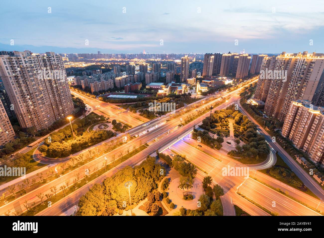 city interchange in sunset Stock Photo - Alamy