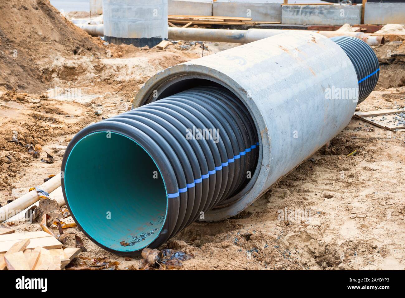 Big pipe or tube for water sewer Stock Photo - Alamy