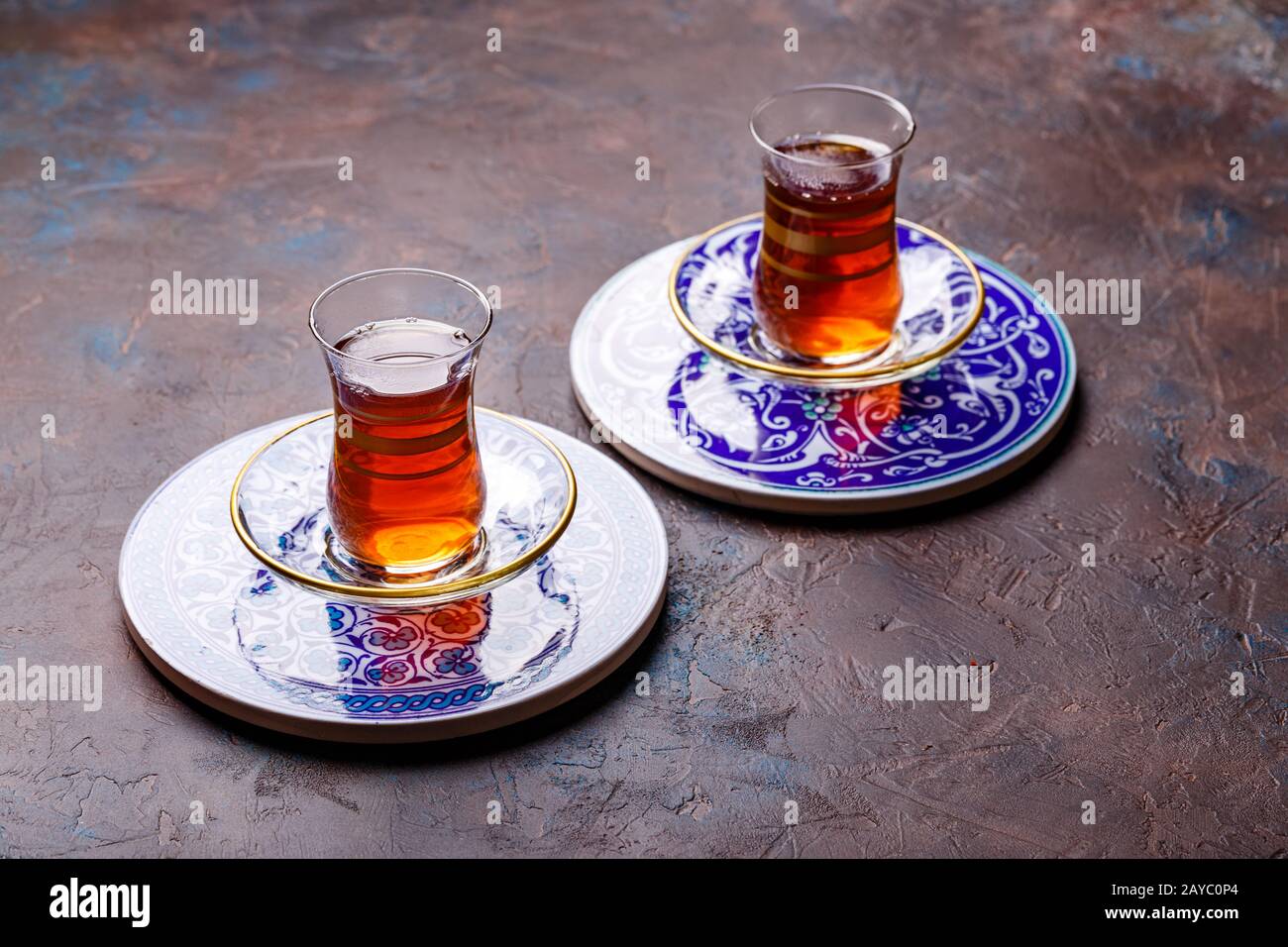 Traditional Turkish black tea in glass Stock Photo - Alamy