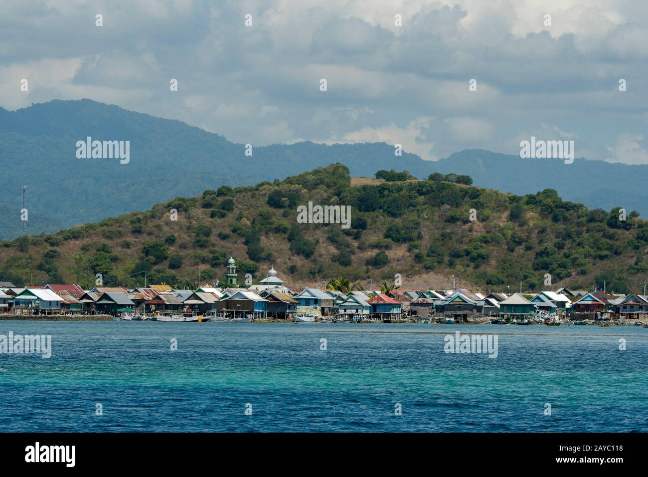 View of Bungin Island, off the coast of Sumbawa Island, Indonesia, home ...