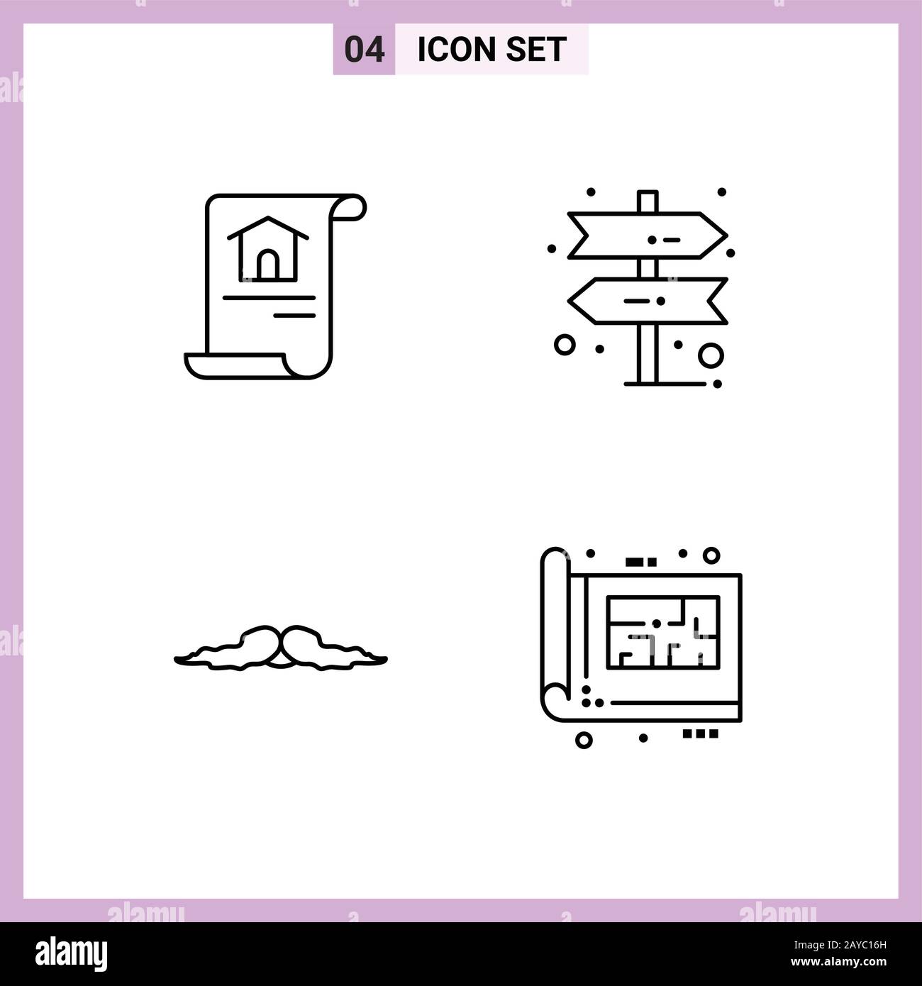 4 Icons in Line Style. Outline Symbols on White Background. Creative ...
