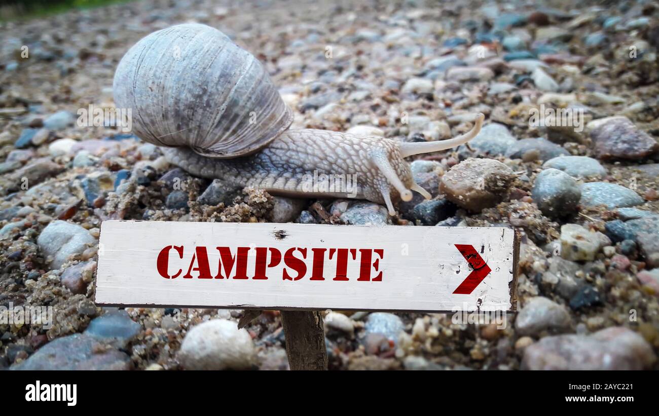 Street Sign to Campsite Stock Photo - Alamy