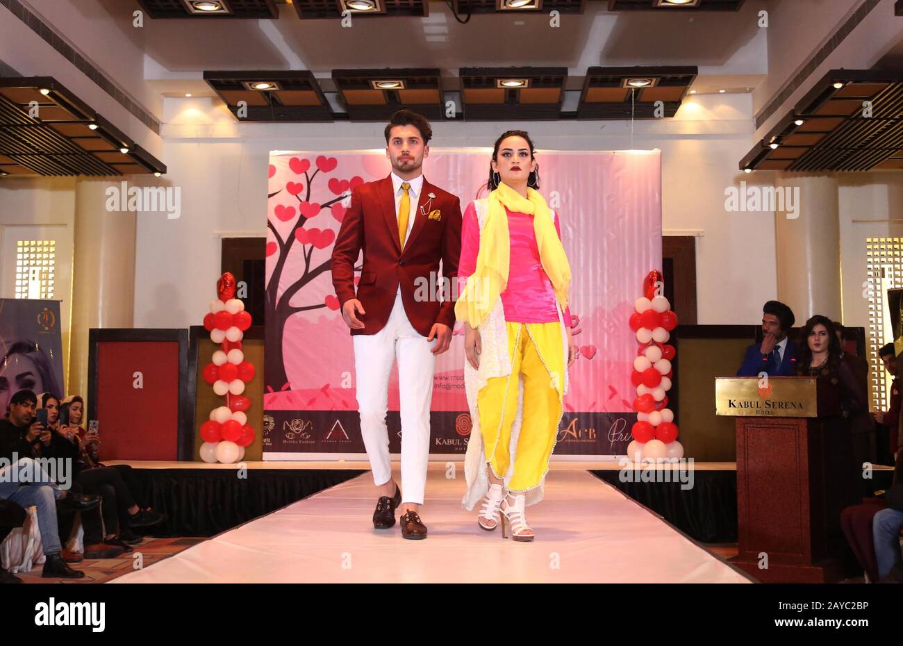 Kabul, Afghanistan. 14th Feb, 2020. Afghan models walk on stage during ...