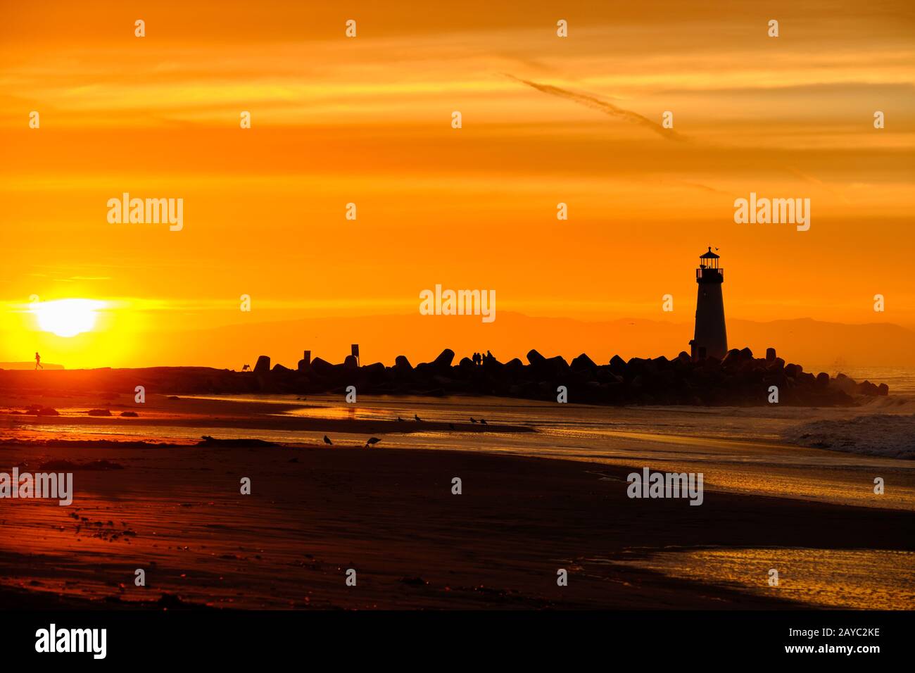 Santa Cruz Breakwater Light (Walton Lighthouse) at sunrise Stock Photo ...
