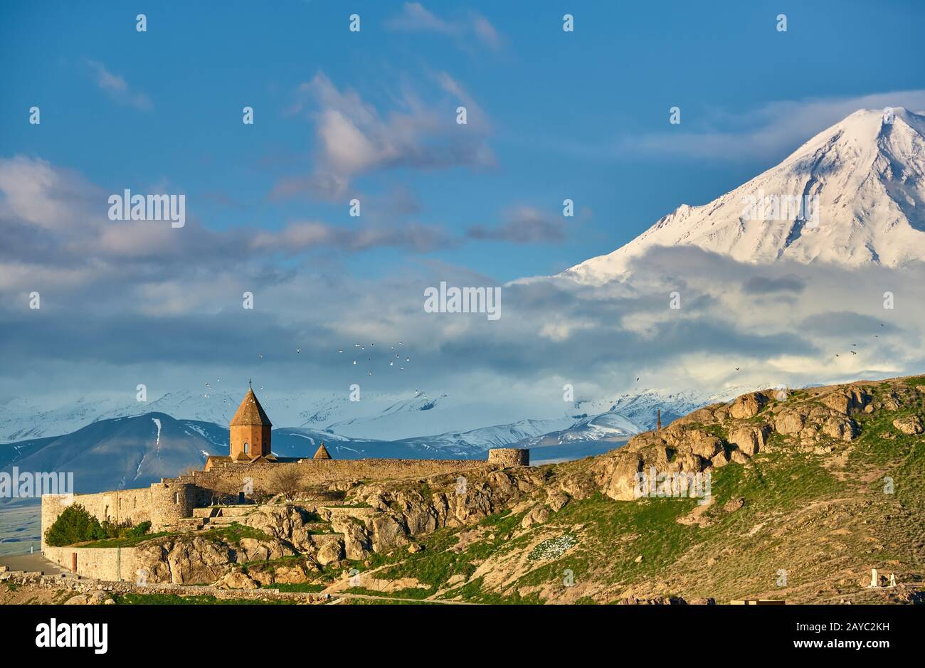 Ancient monastery in front of mountain Stock Photo - Alamy