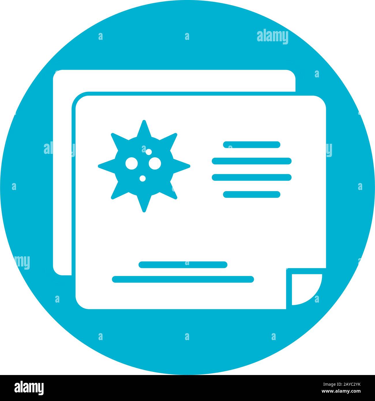 sickness card over blue circle and white background, block style icon ...