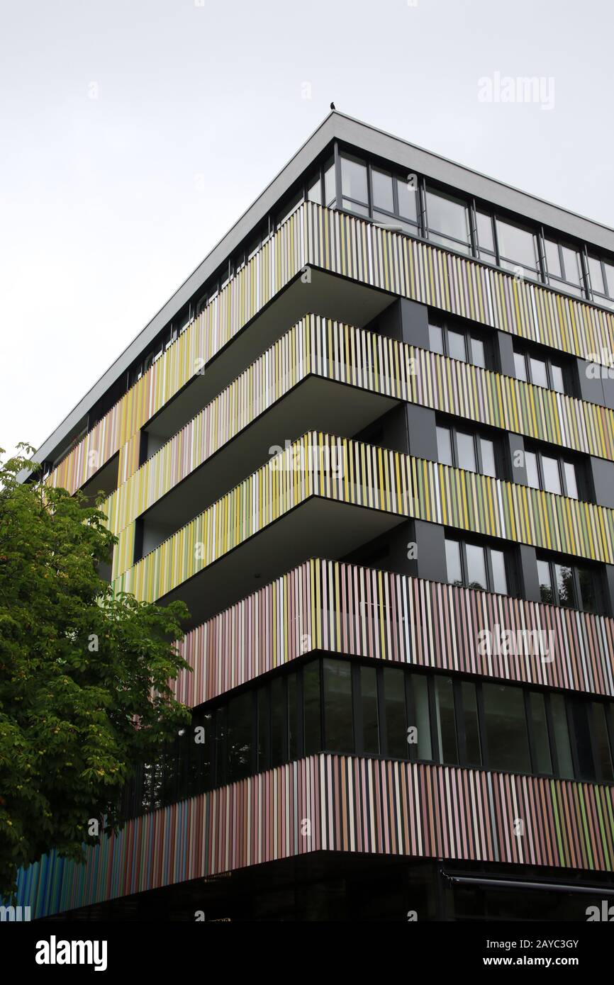 colorful accents on a modern residential and commercial building Stock ...