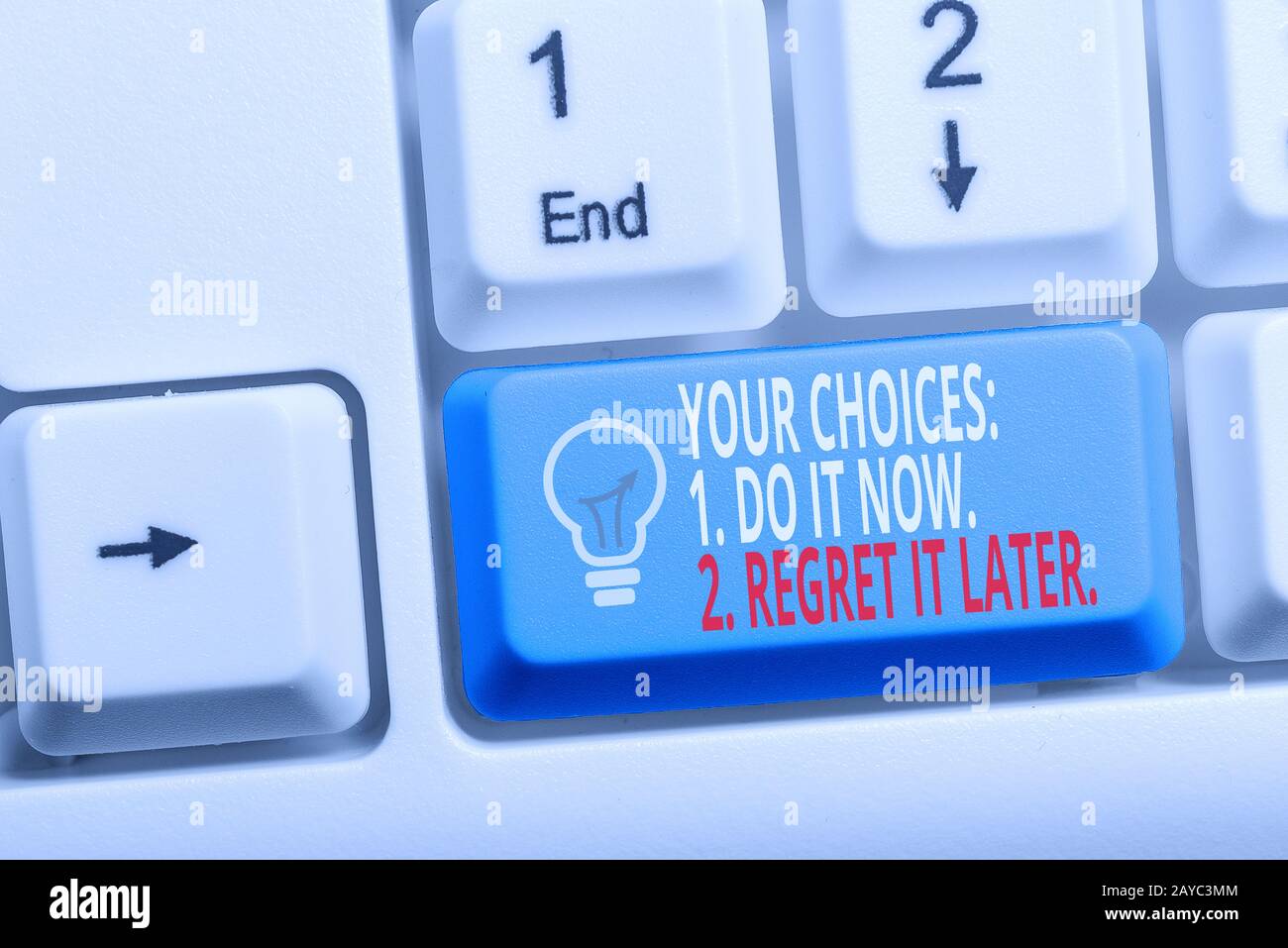 Writing note showing Your Choices 1 Do It Now 2 Regret It Later ...