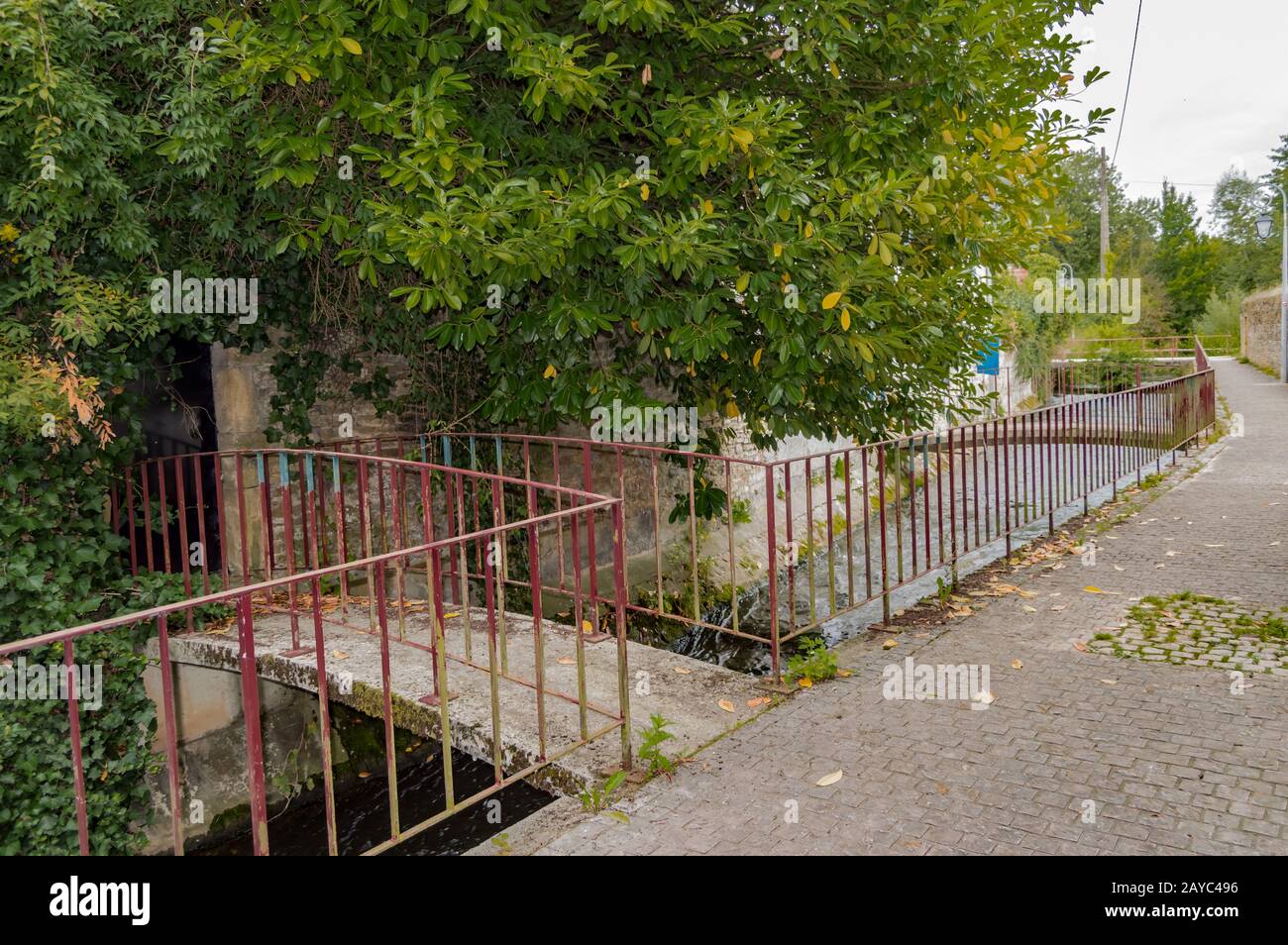Small footbridge to the entrance of a house on the rive Stock Photo - Alamy
