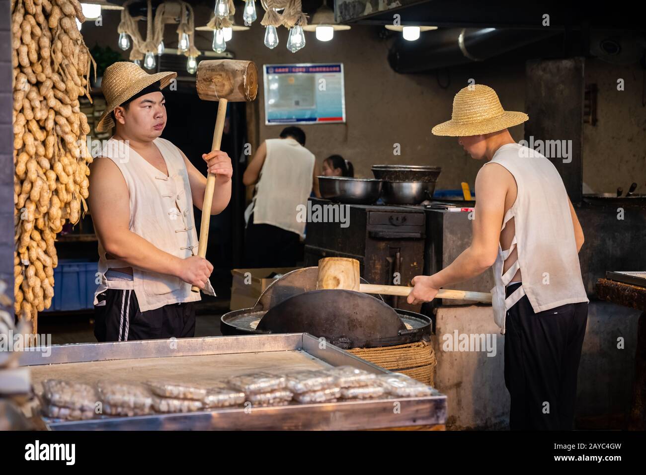 Preparation of a street food snacks in Xian Stock Photo - Alamy
