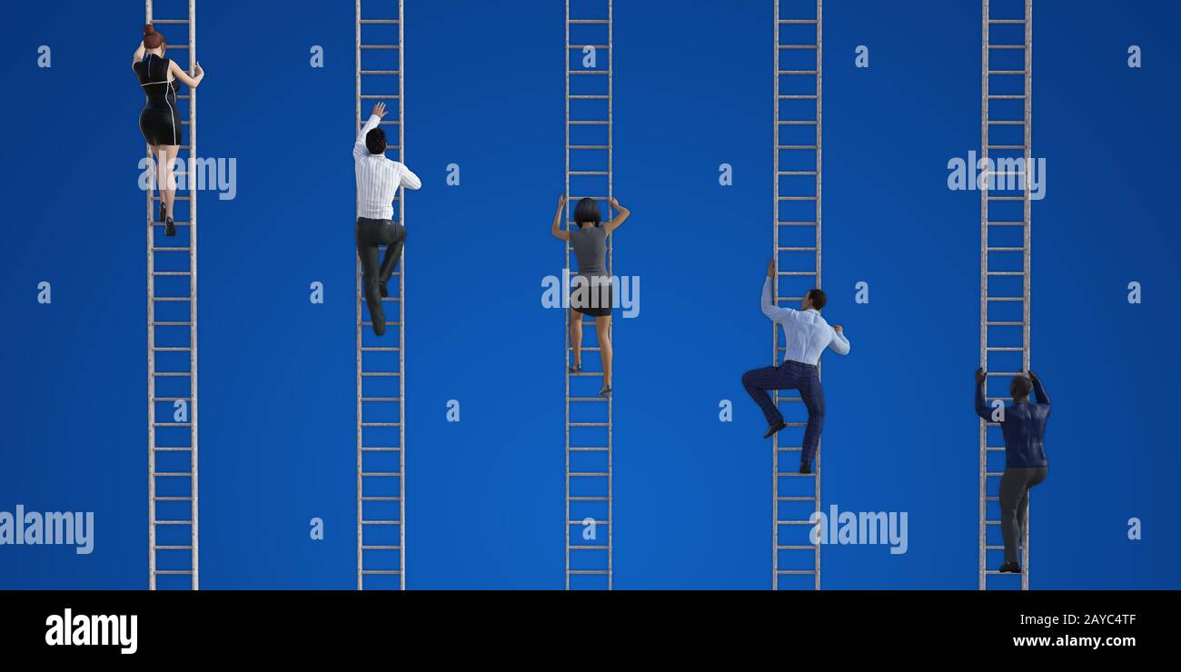 Working up ladders hi-res stock photography and images - Alamy