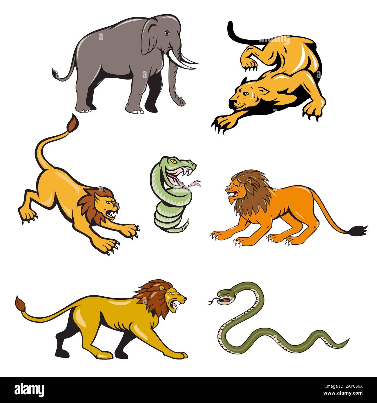 African Safari Wildlife Cartoon Set Stock Photo - Alamy