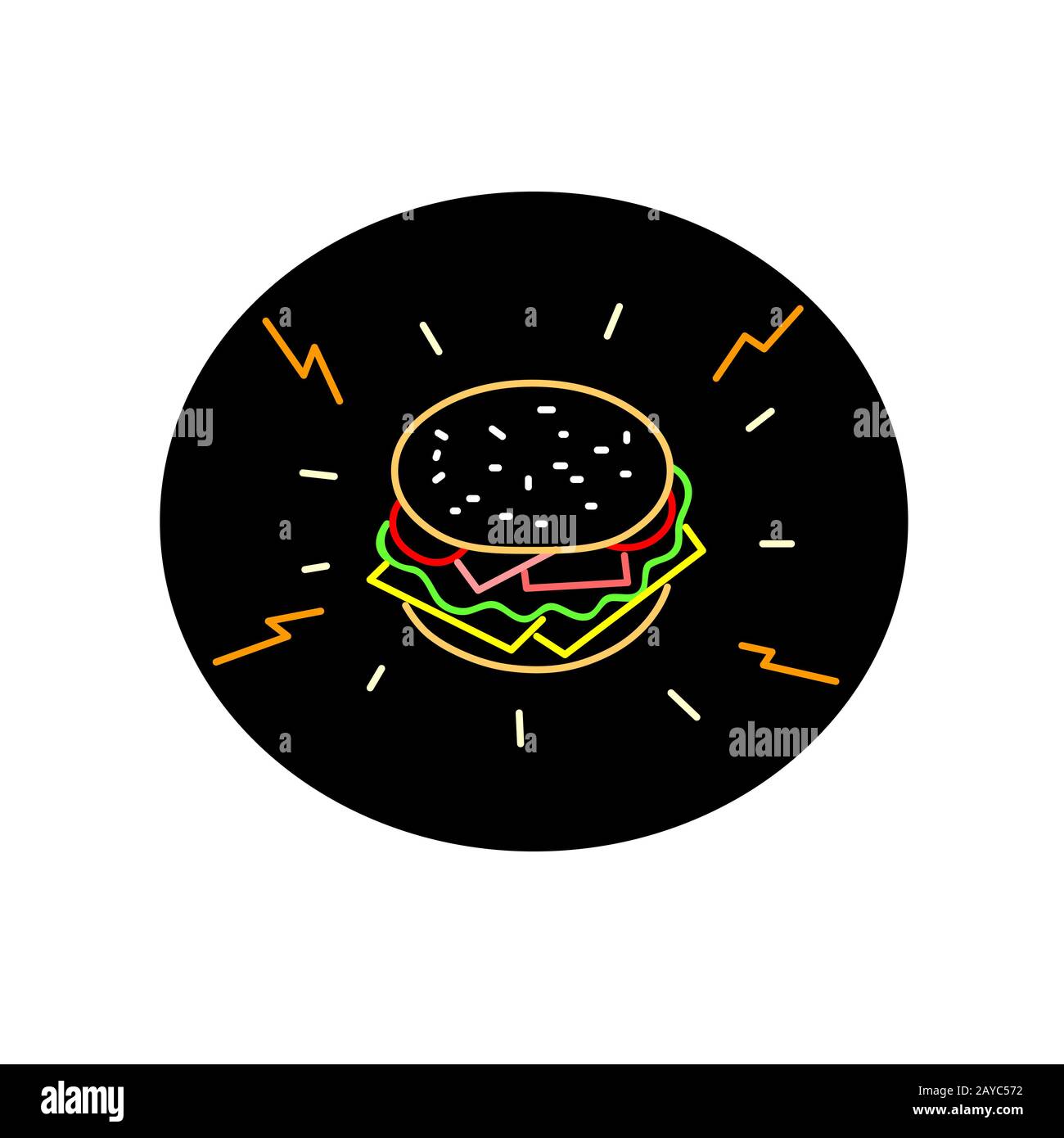 Cheeseburger Retro Neon Sign Oval Stock Photo - Alamy