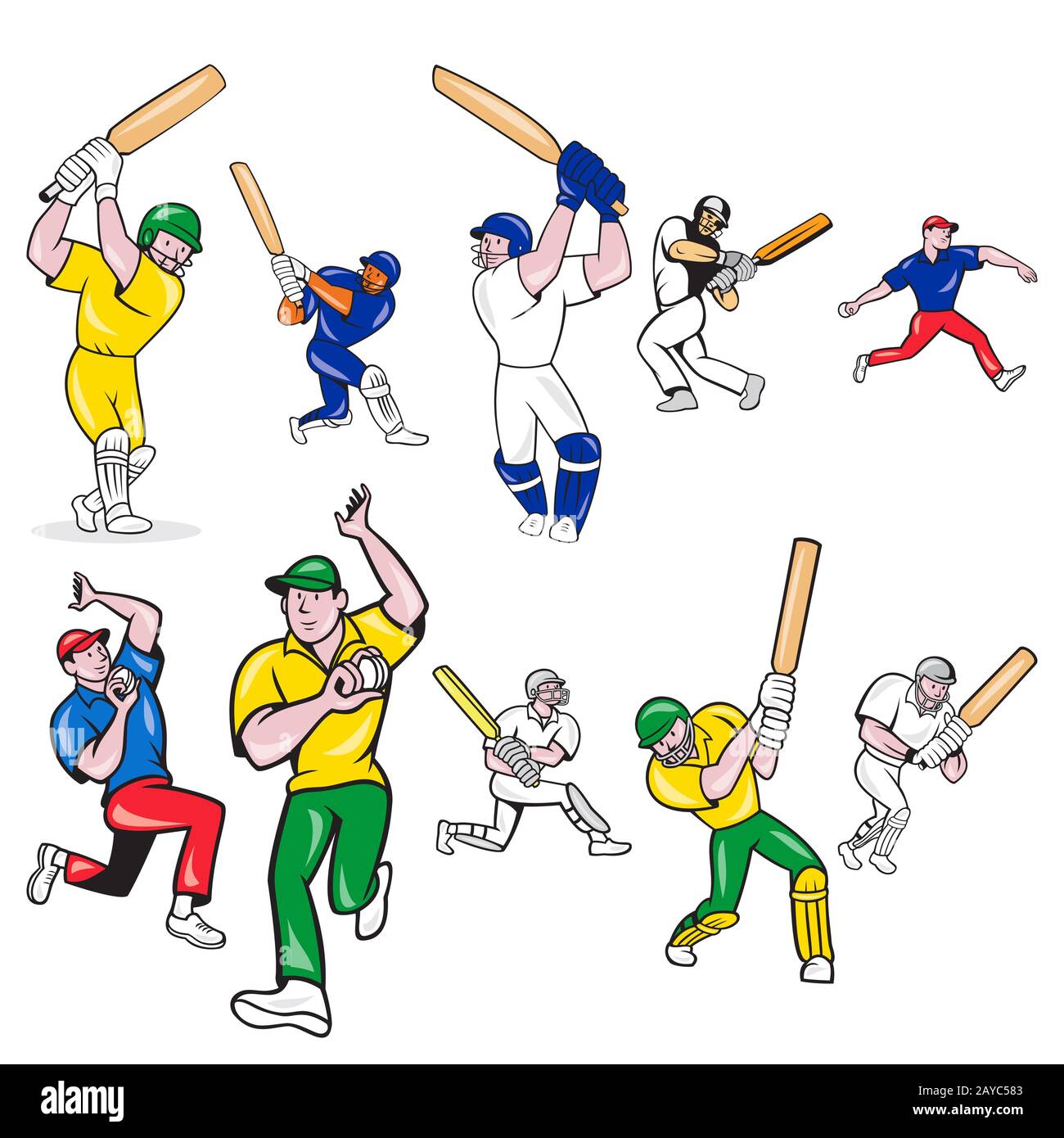 Cricket player batsman batting cartoon hi-res stock photography and ...