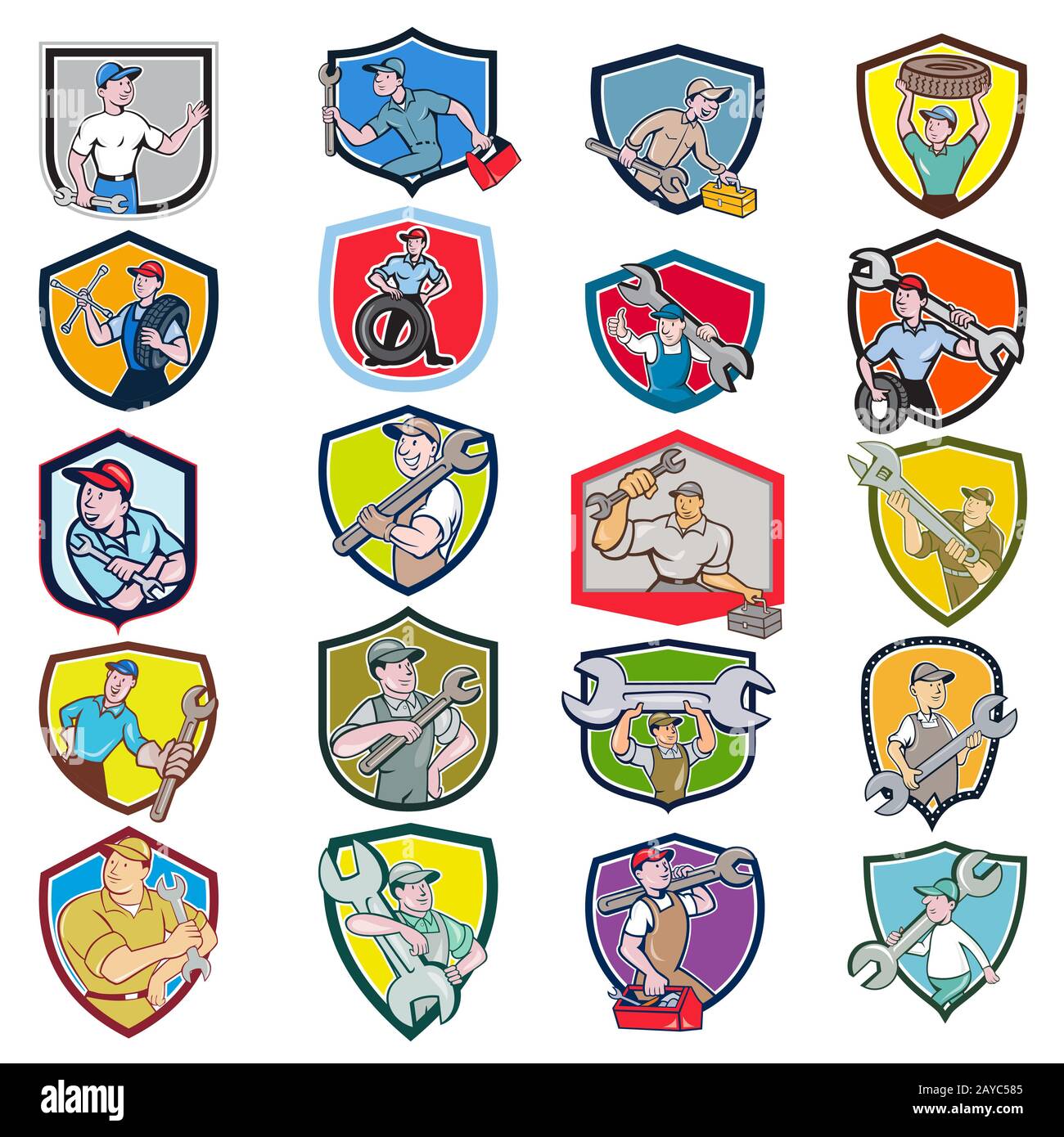 Male mechanic character working Cut Out Stock Images & Pictures - Alamy