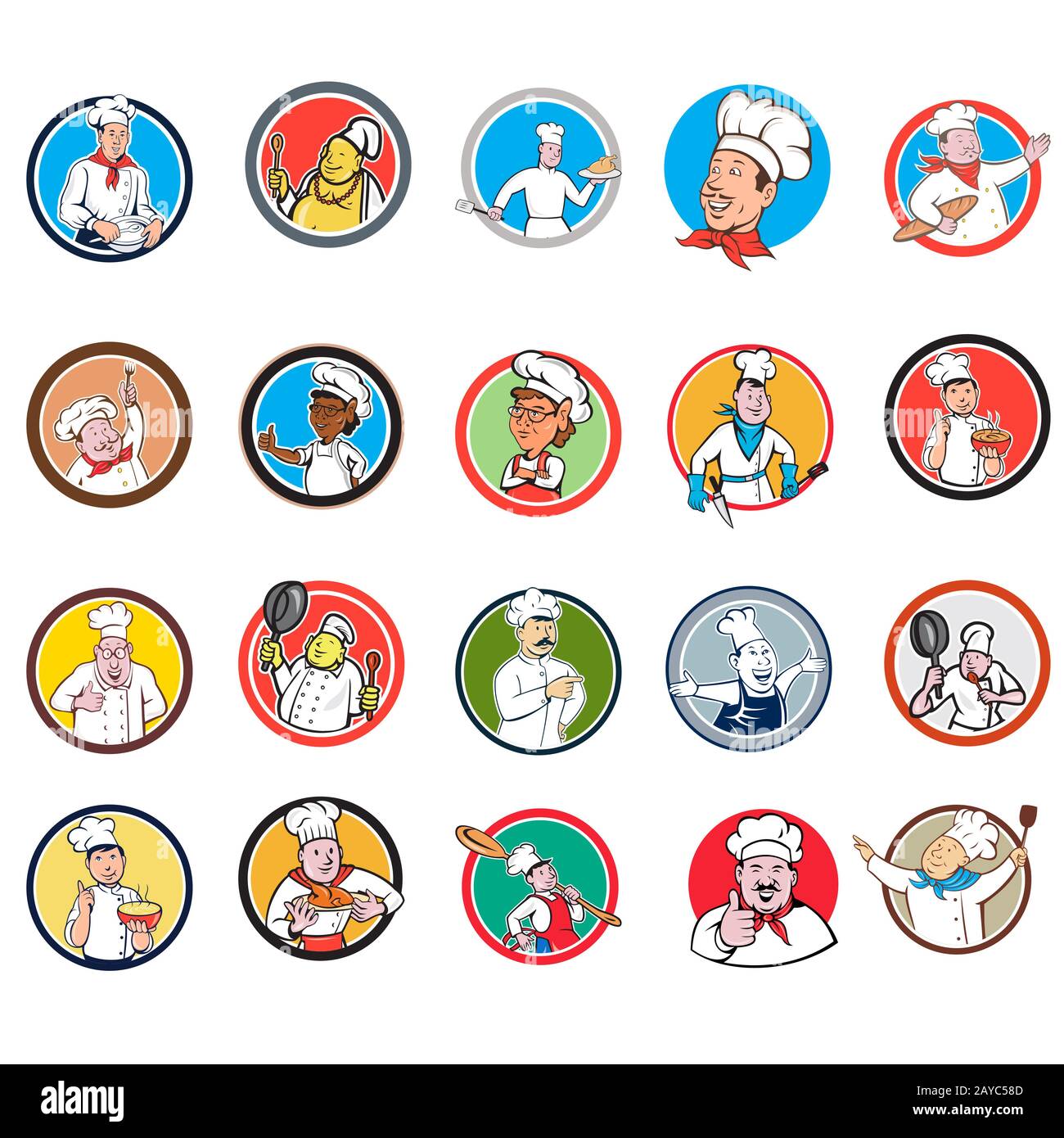 Chef Baker Cook Circle Cartoon Set Stock Photo - Alamy