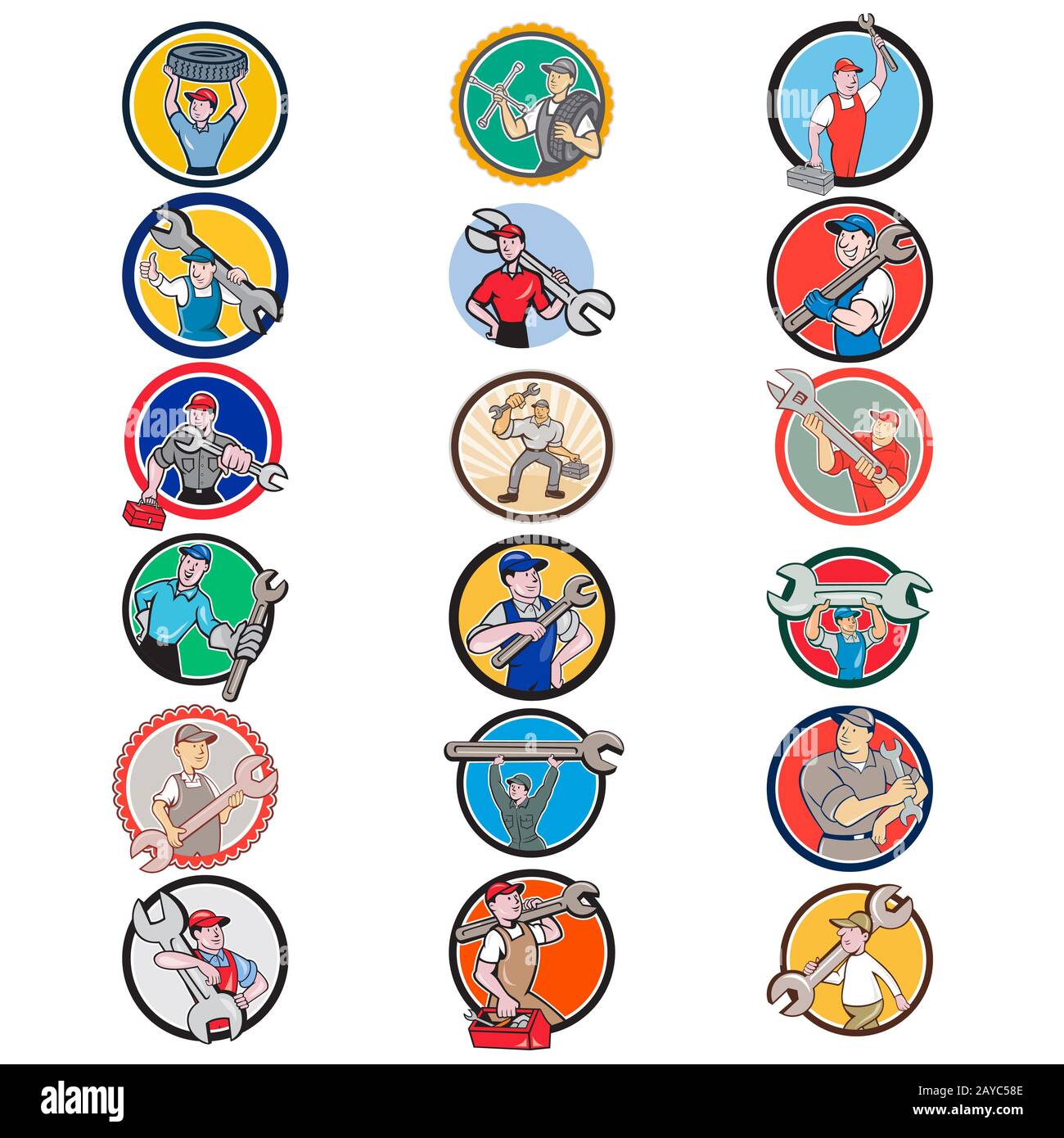 Repair wrench circle icons Cut Out Stock Images & Pictures - Alamy