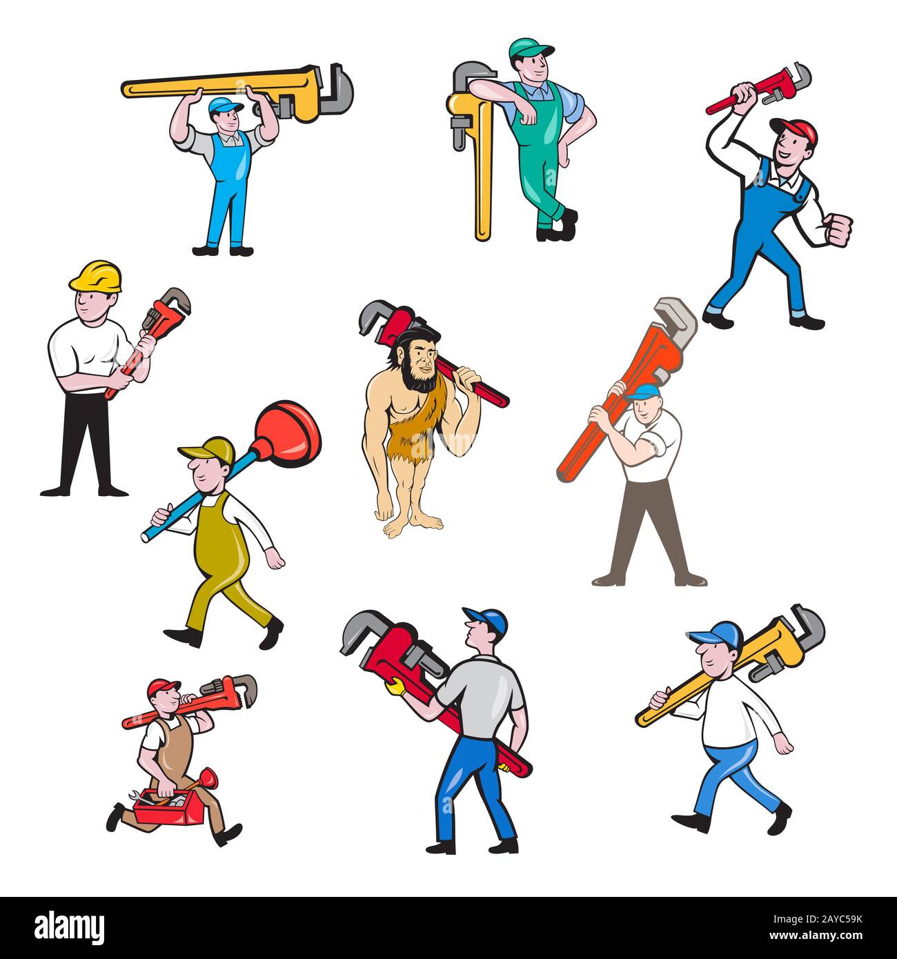 Plumber Cartoon Set Stock Photo - Alamy