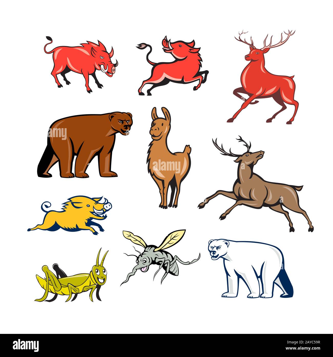 Wildlife Animals Cartoon Set Stock Photo - Alamy