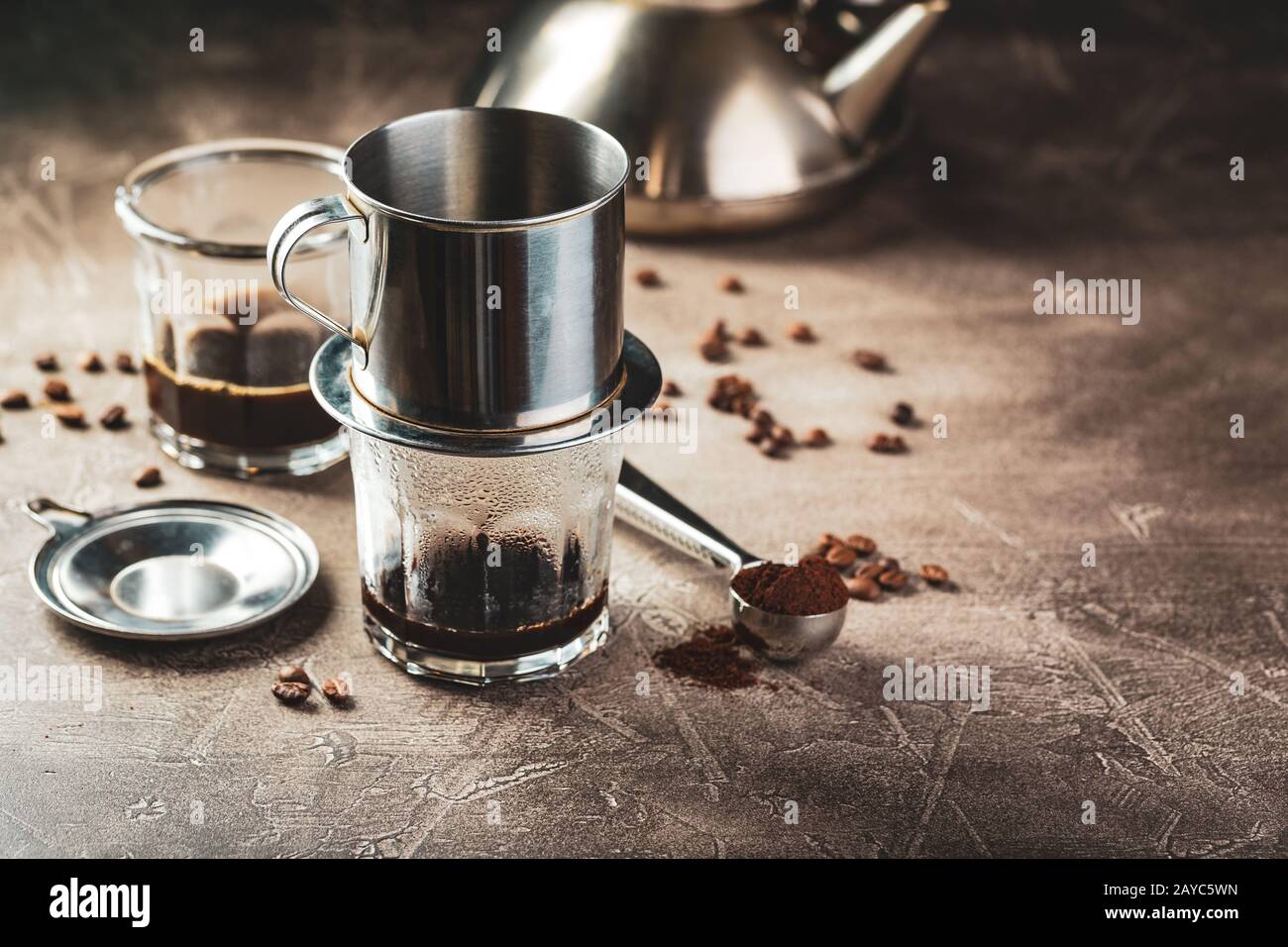 Coffee dripping in vietnamese style Stock Photo - Alamy