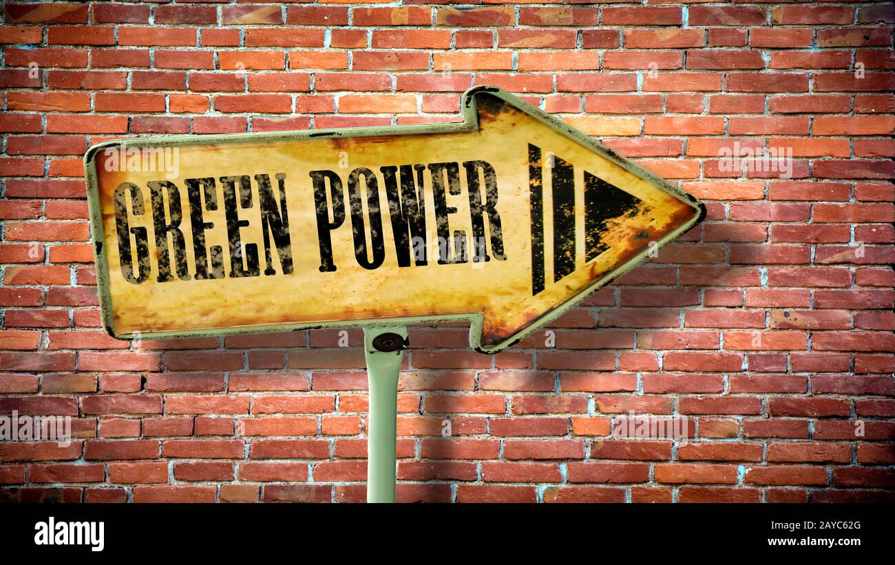 Street Sign to Green Power Stock Photo - Alamy
