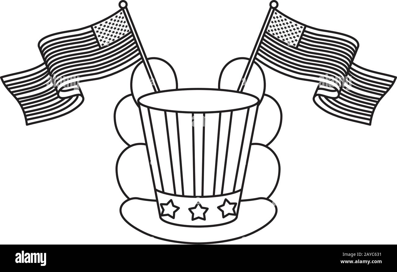 president day hat with usa flags and balloons helium Stock Vector Image ...