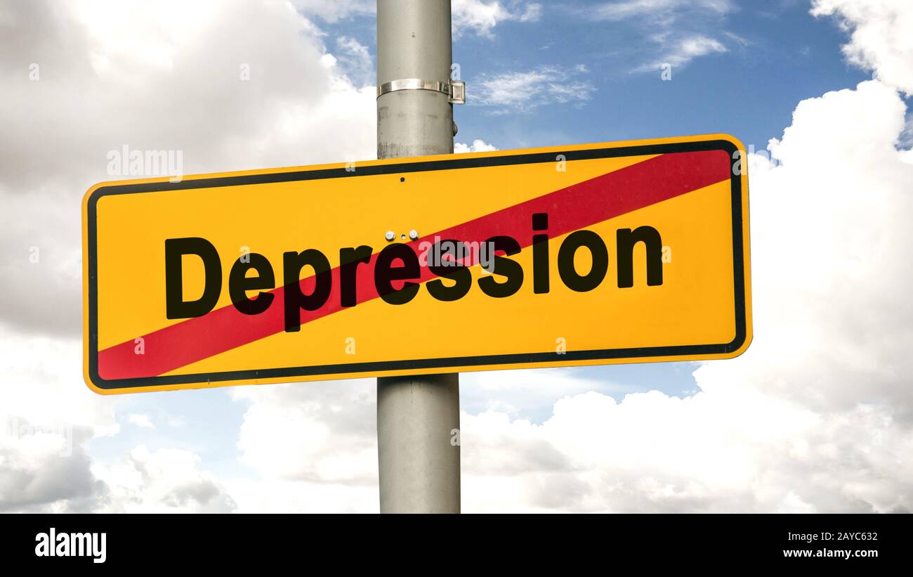 Street Sign Motivation versus Depression Stock Photo - Alamy
