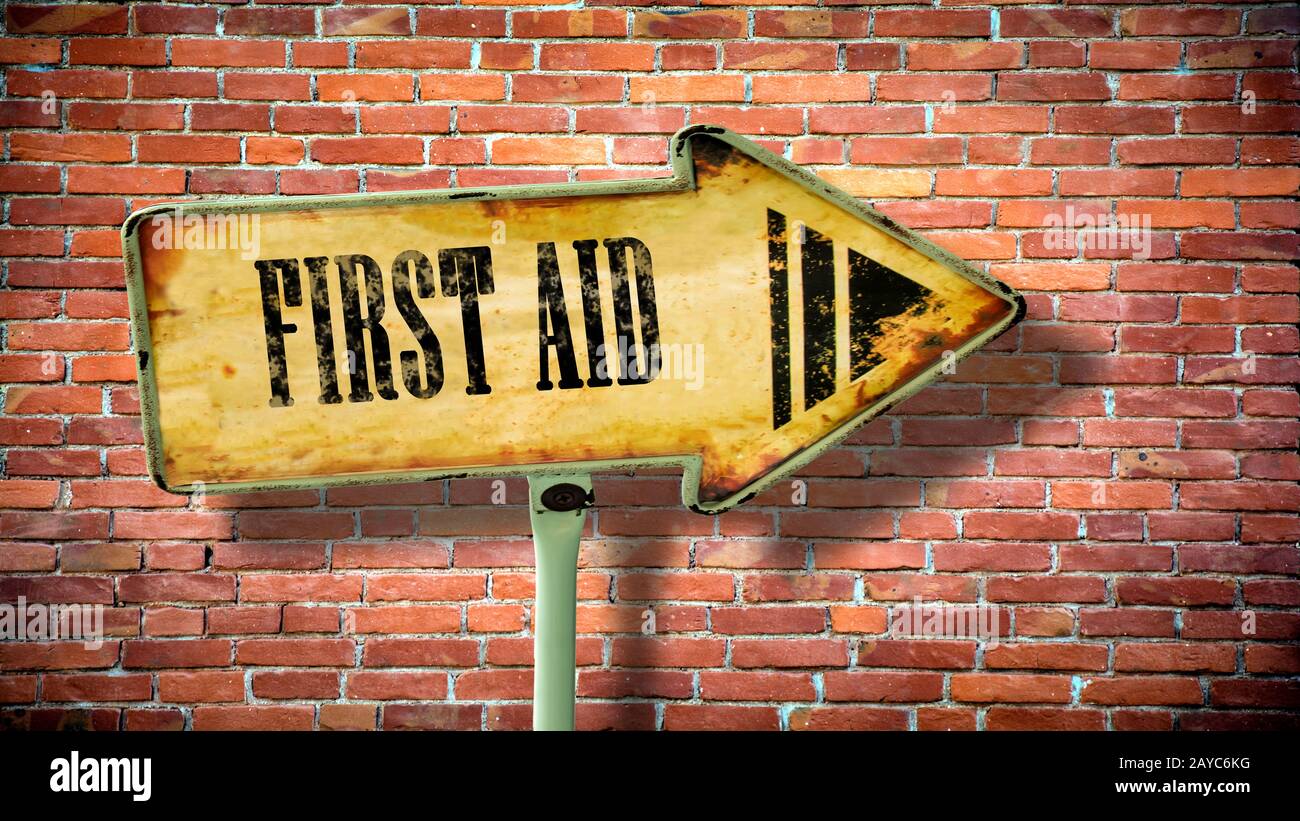 Street Sign First Aid Stock Photo - Alamy