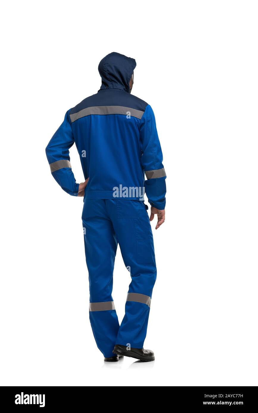 Man in work clothes rearview Stock Photo - Alamy