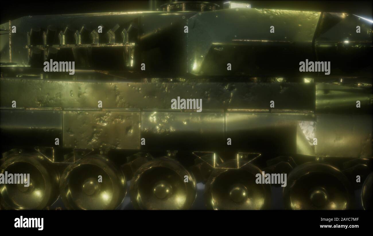 Tank in the dark with bright lights Stock Photo - Alamy