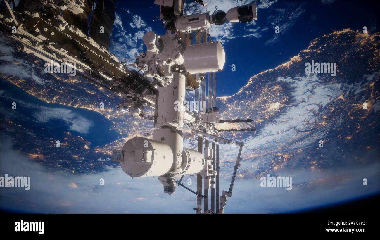 Earth and outer space station iss Stock Photo - Alamy