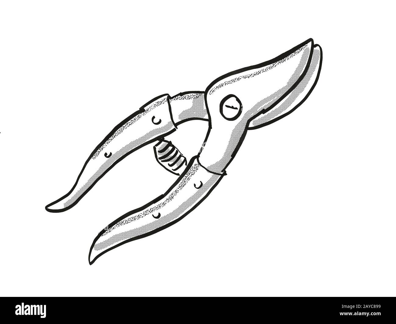 Secateurs Garden Tool Cartoon Retro Drawing Stock Photo - Alamy